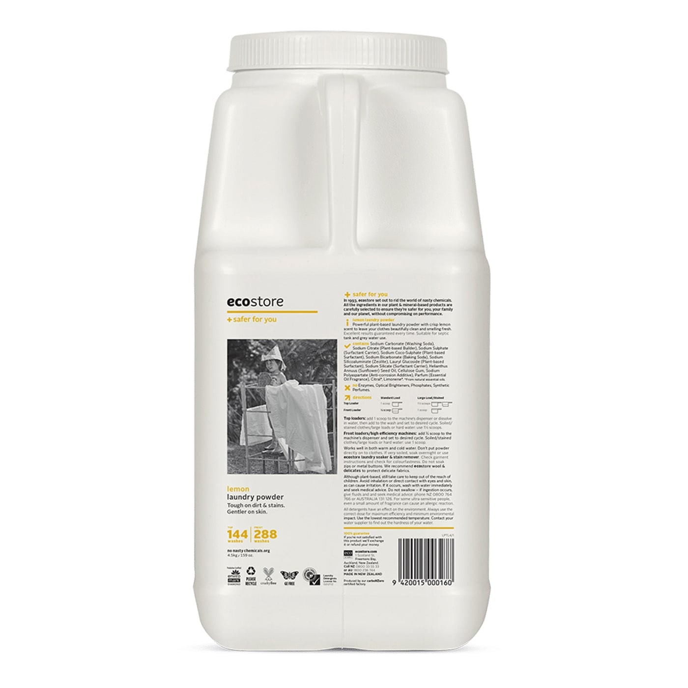 ecostore Laundry Powder (Lemon flavor) 4.5kg (Family Pack) - Organic we ...